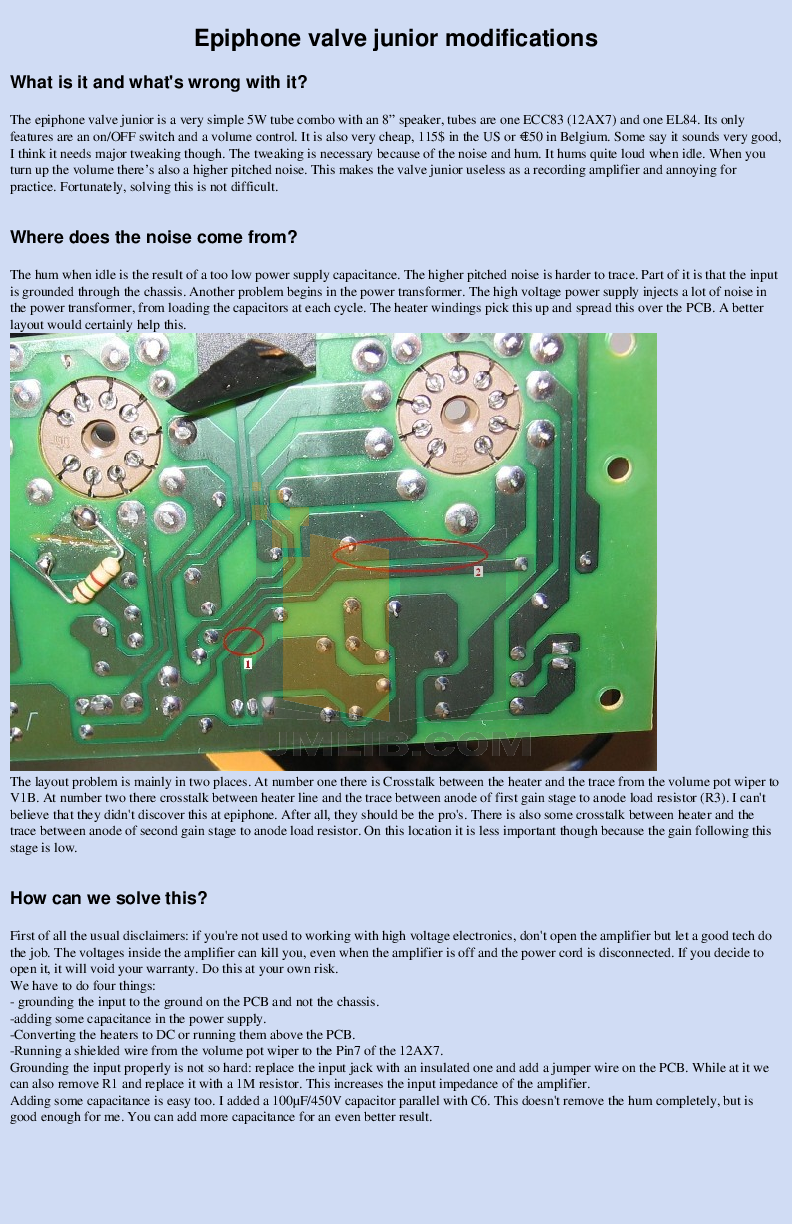 Download free pdf for Epiphone Valve Junior Amp manual