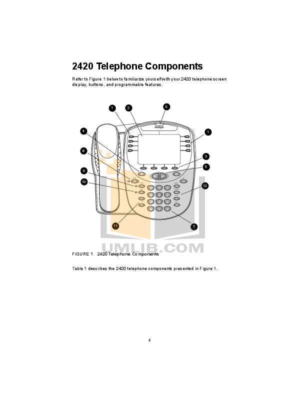 PDF manual for Avaya Telephone 2420