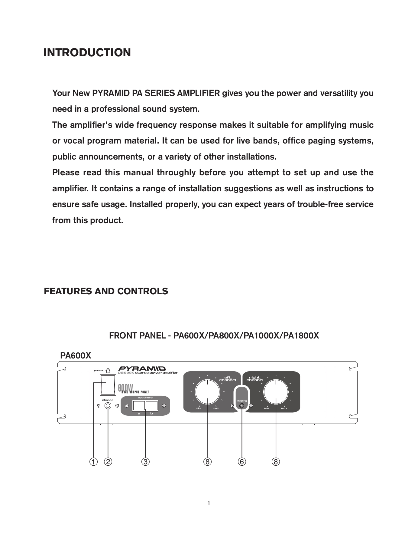 PDF manual for Pyramid Amp PA800X