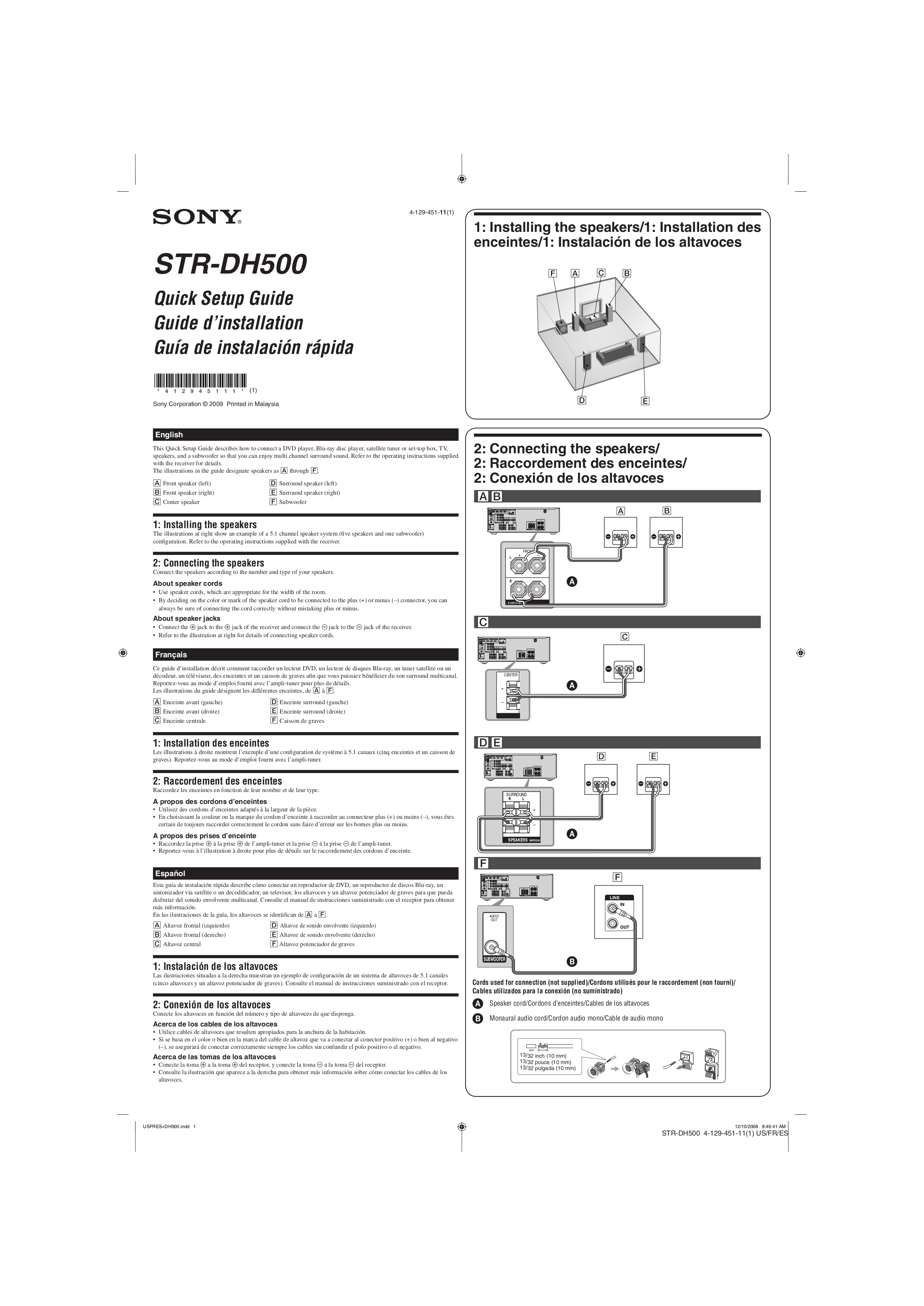 PDF manual for Sony Receiver STR-DH500