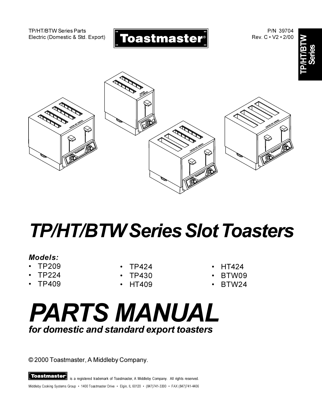 Download free pdf for Toastmaster TP424 Toaster Other manual