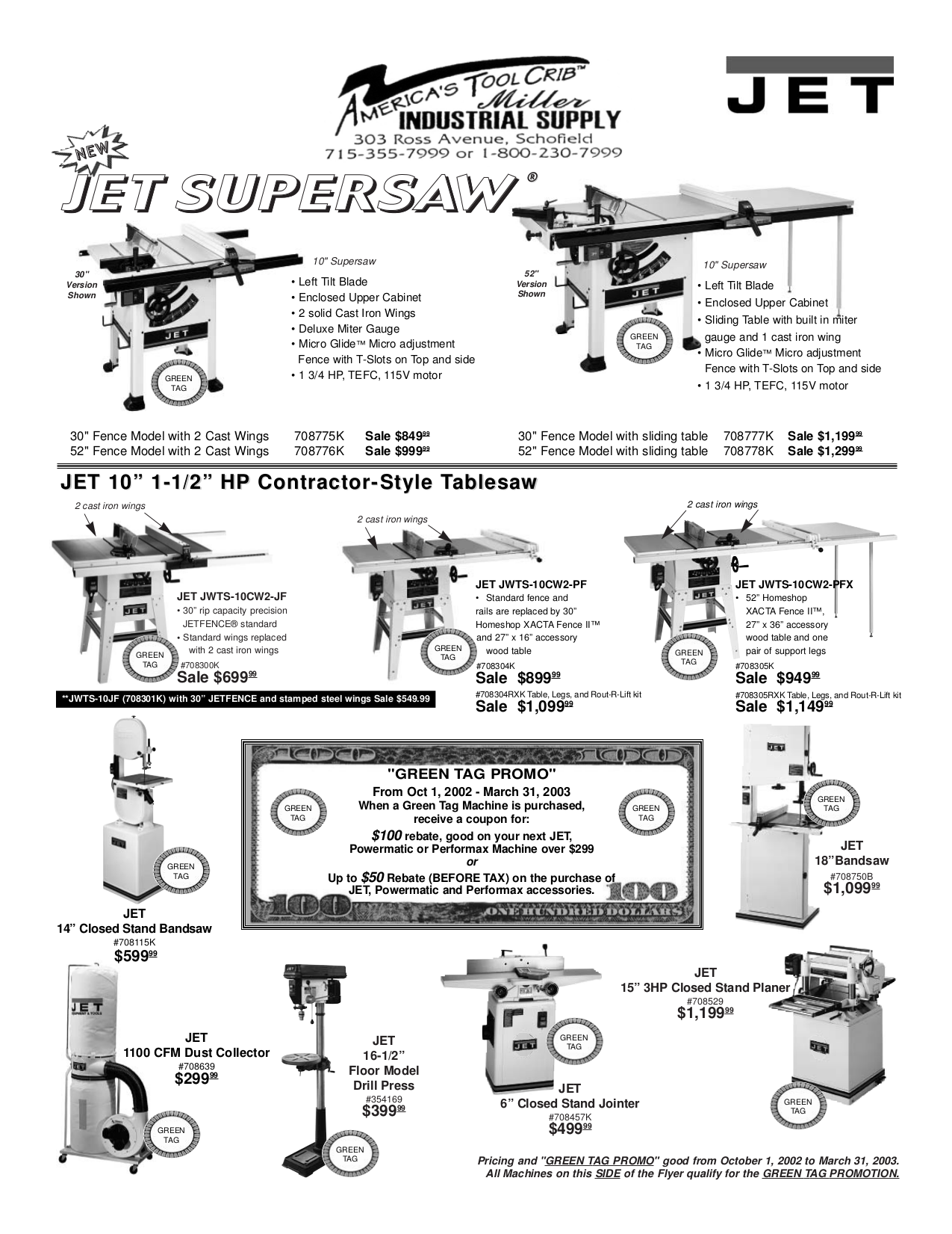 Download free pdf for Jet Xacta JWTS-10 Table Saw Other manual