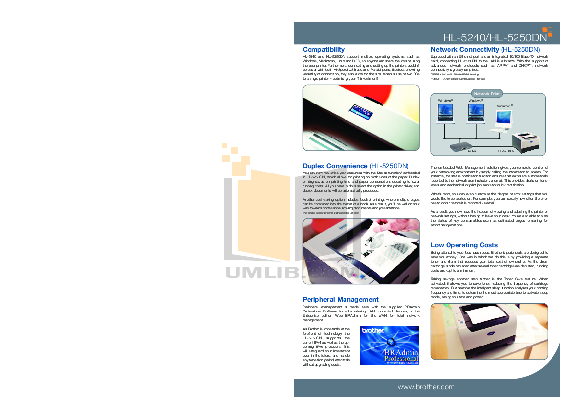 PDF manual for Brother Printer HL-5250DN