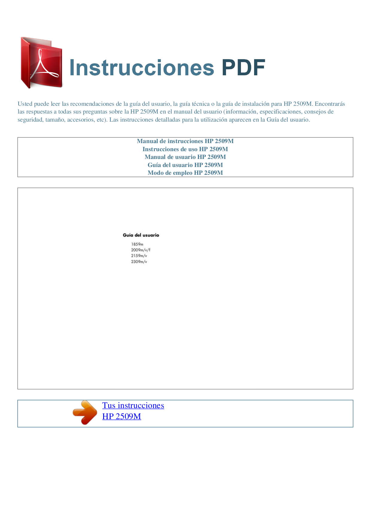 Download free pdf for HP 2509m Monitor manual