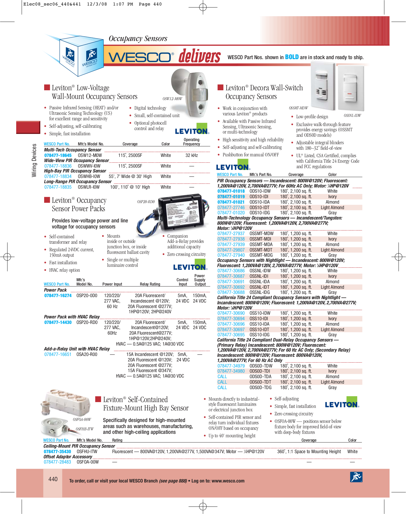 Download free pdf for Leviton OSFHU-ITW Occupancy Sensor Other manual