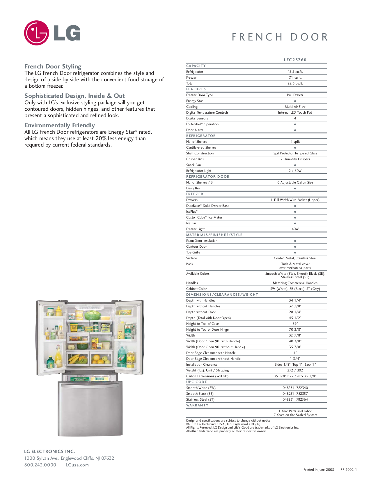 PDF manual for LG Refrigerator LFC23760ST