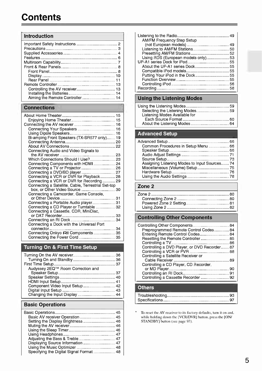 PDF manual for Onkyo Receiver TX-SR507