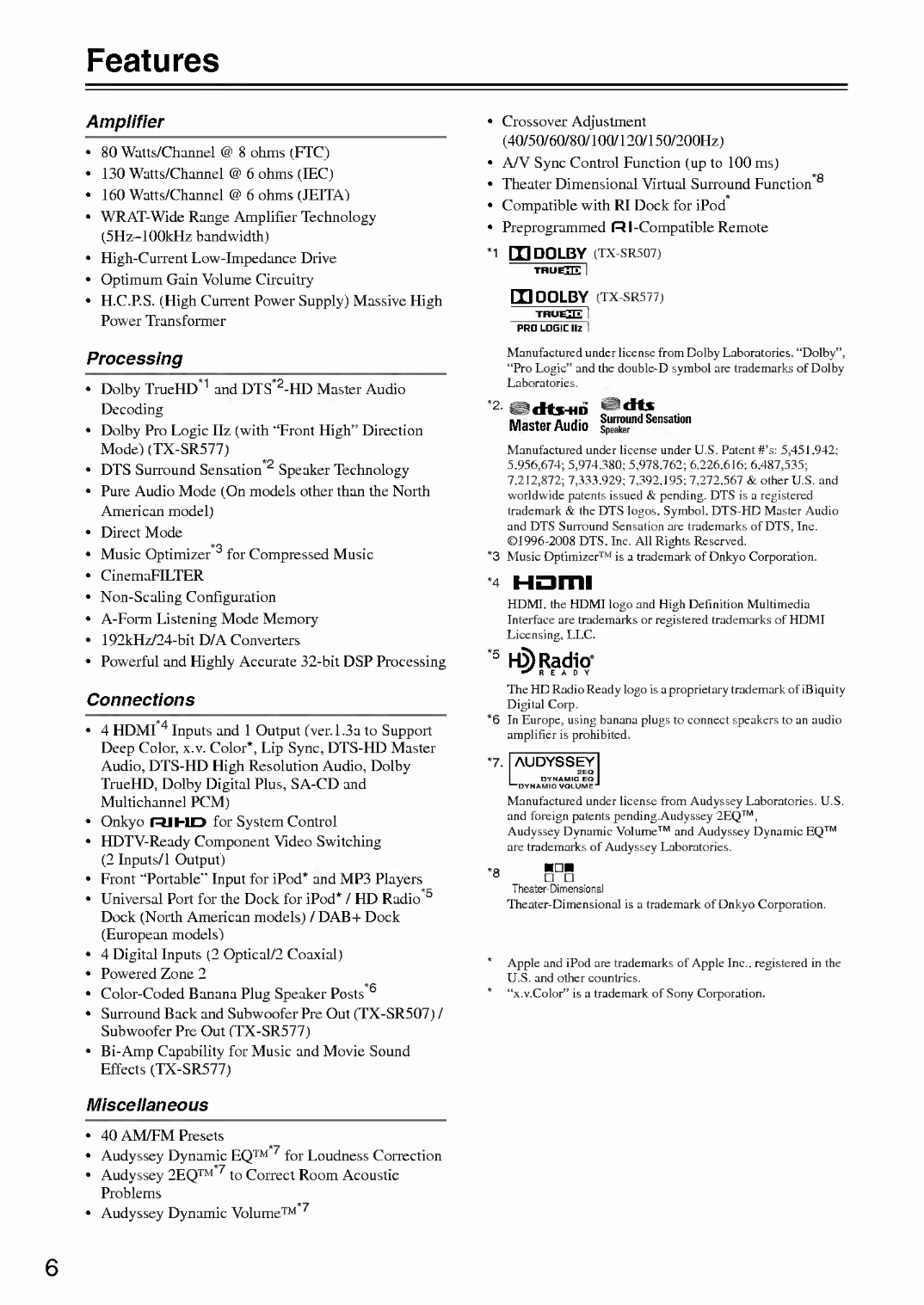 PDF manual for Onkyo Receiver TX-SR507