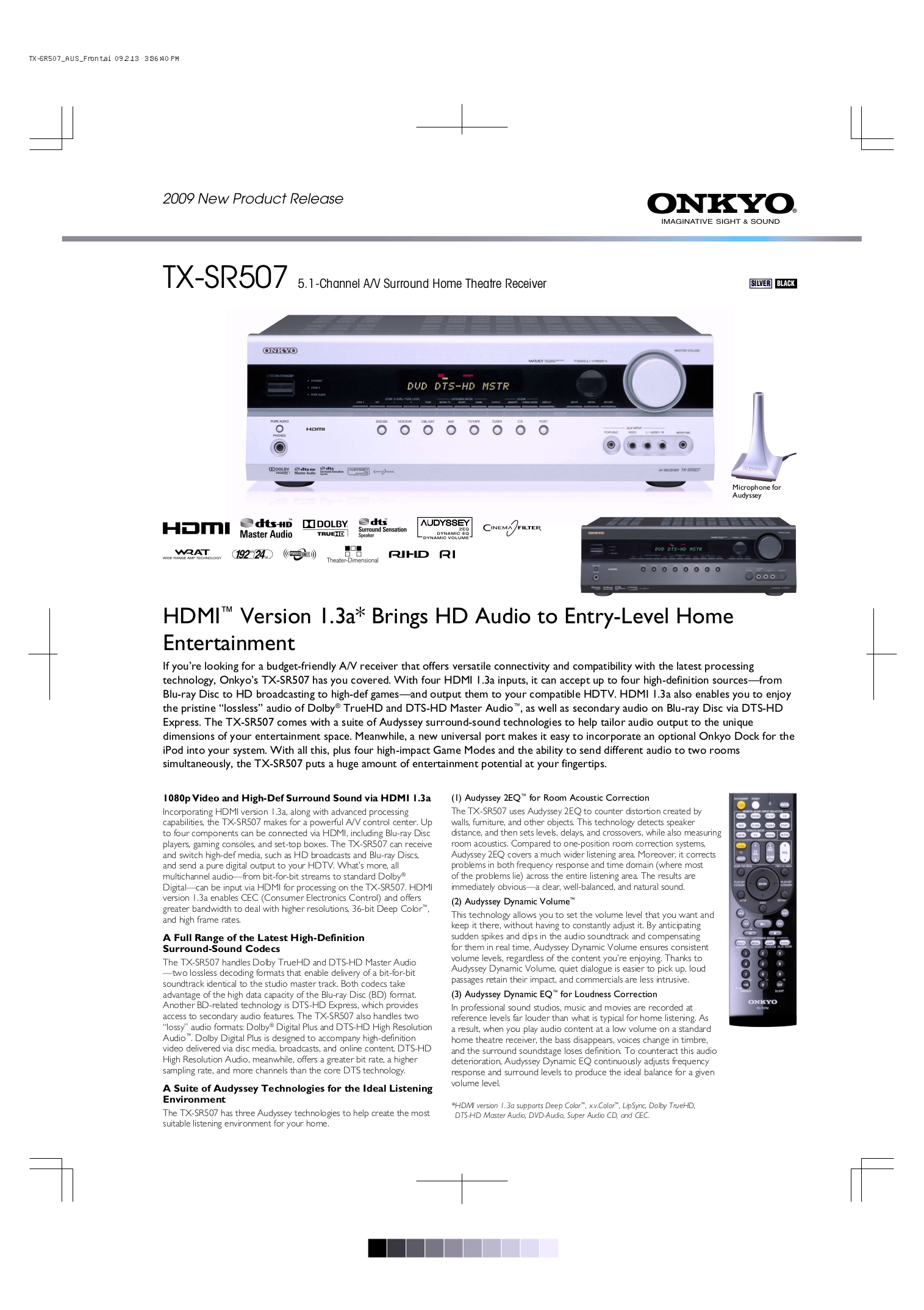 PDF manual for Onkyo Receiver TX-SR507