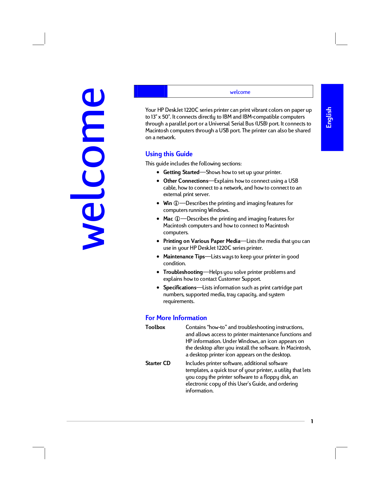 PDF manual for HP Printer Deskjet 1220c