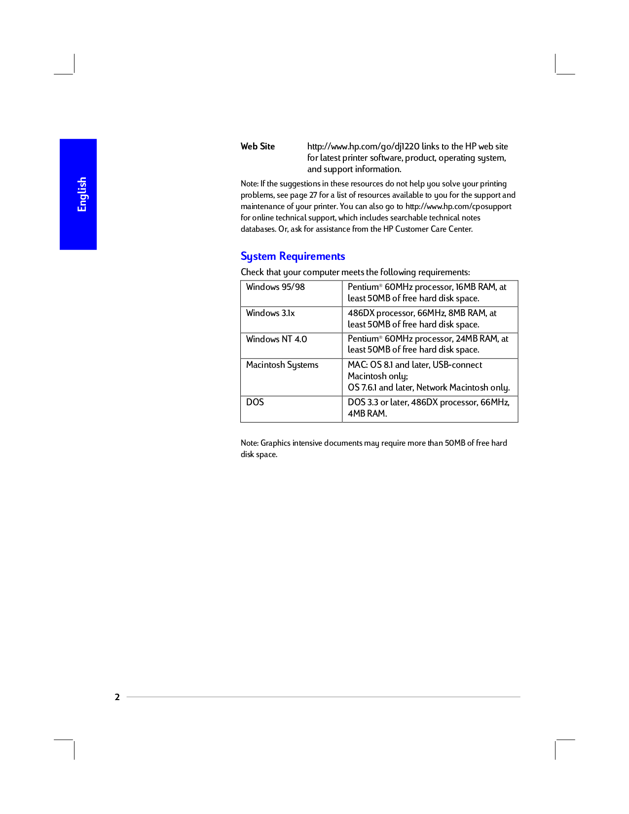 PDF manual for HP Printer Deskjet 1220c