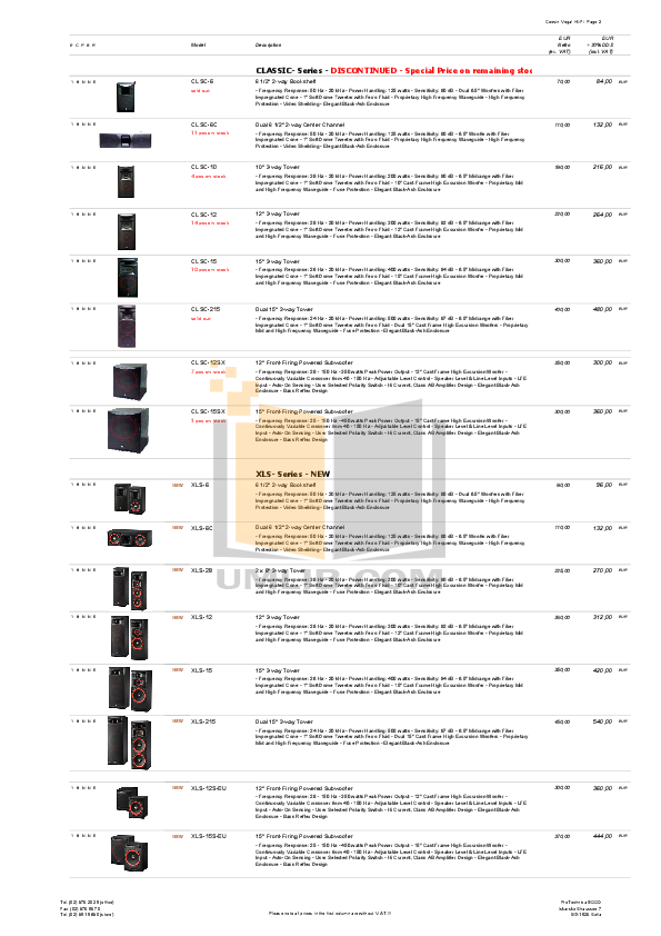 PDF manual for Cerwin-Vega Speaker E-310