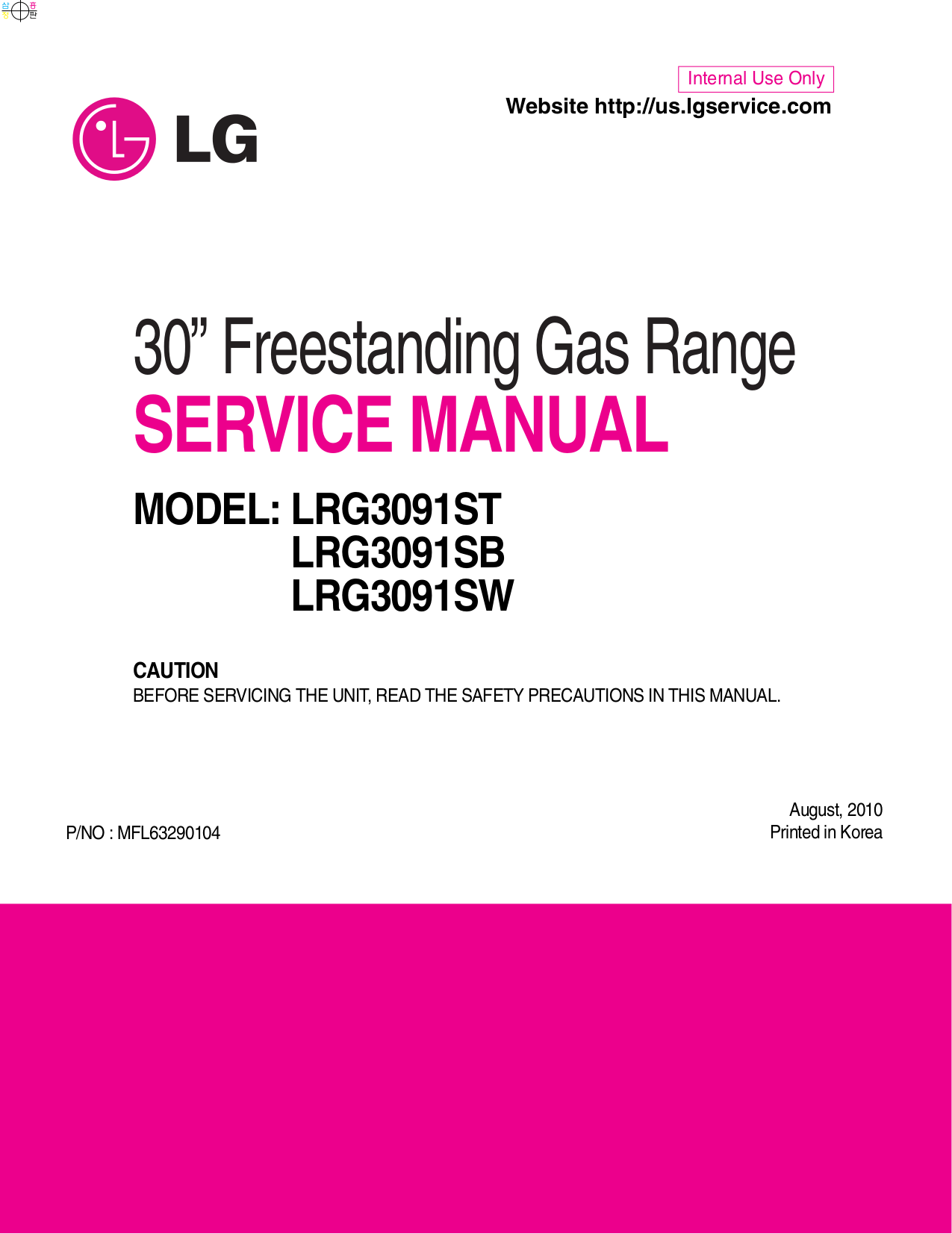 PDF manual for LG Range LRG3091ST