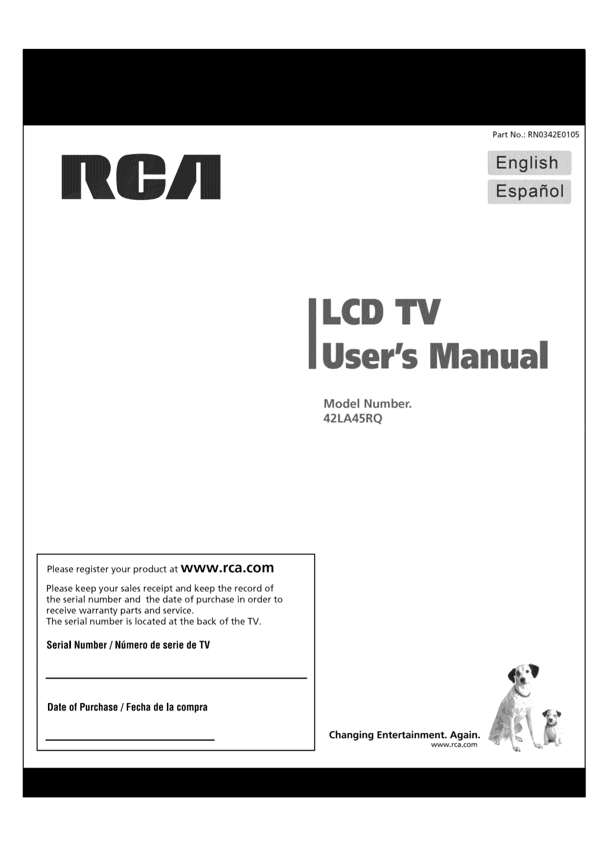 Download free pdf for RCA 42LA45RQ TV manual
