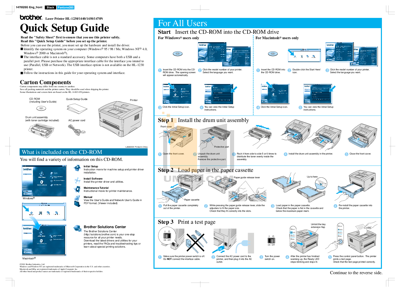 Download free pdf for Brother HL-1440 Printer manual