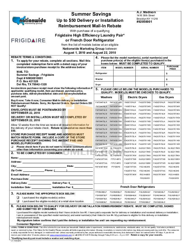 Download free pdf for Frigidaire FEQ332ES0 Dryer manual