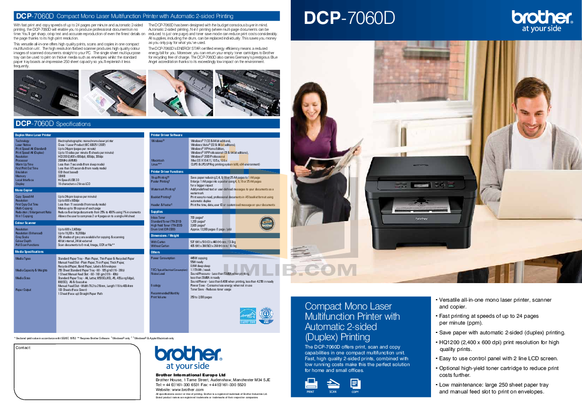 Download free pdf for Brother DCP-7060D Multifunction Printer manual