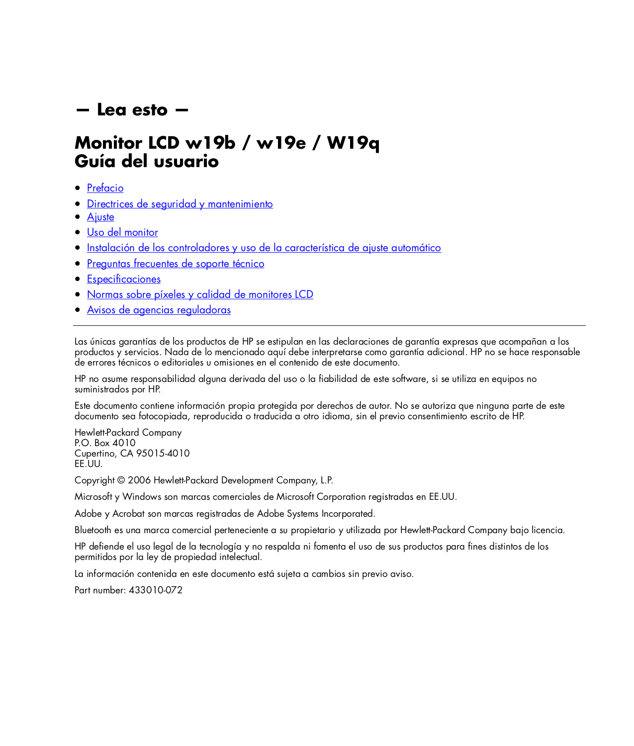 Download free pdf for HP W19B Monitor manual