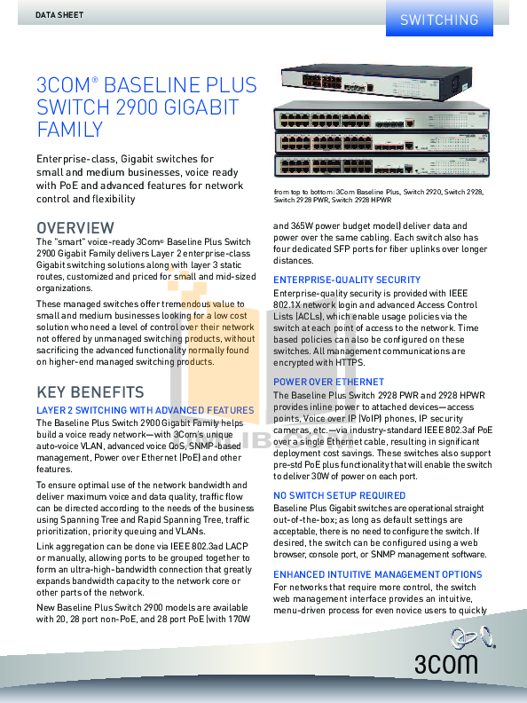 Download free pdf for 3Com Baseline 2928 PWR Plus Switch manual