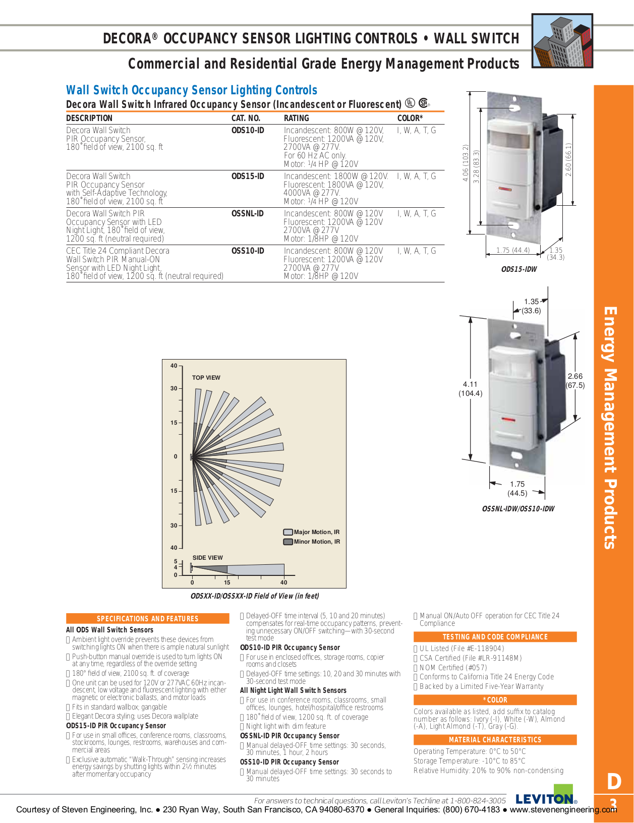 PDF manual for Leviton Other OSC20-M Occupancy Sensor