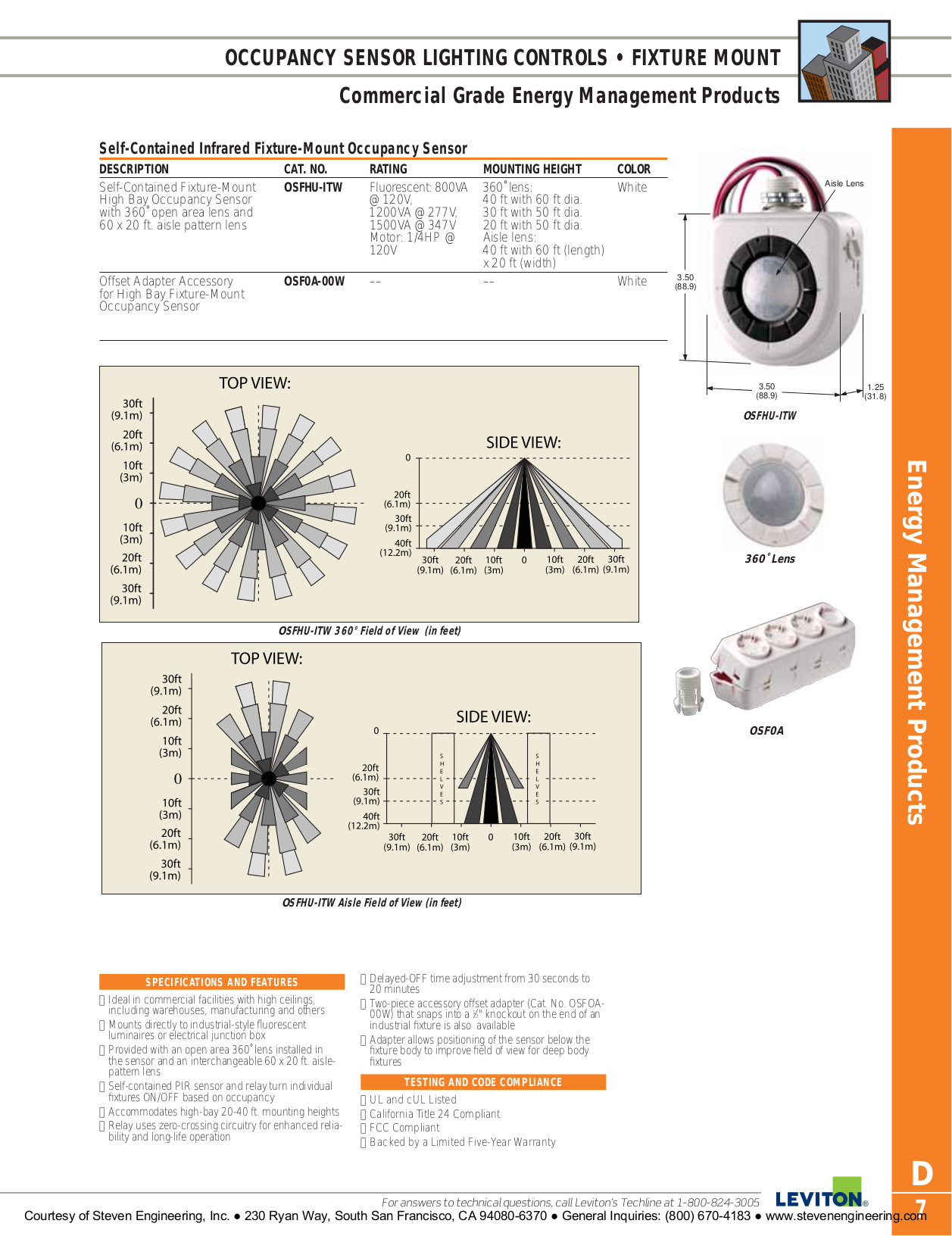 PDF manual for Leviton Other OSC20-M Occupancy Sensor