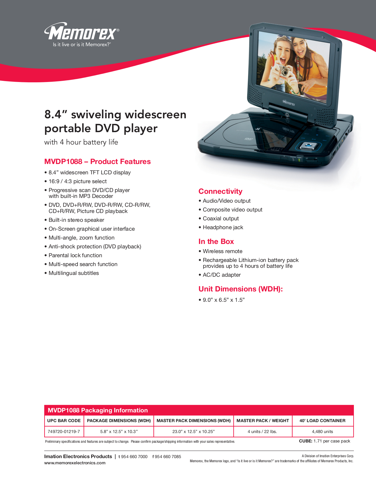 PDF manual for Memorex Portable DVD Player MVDP1088