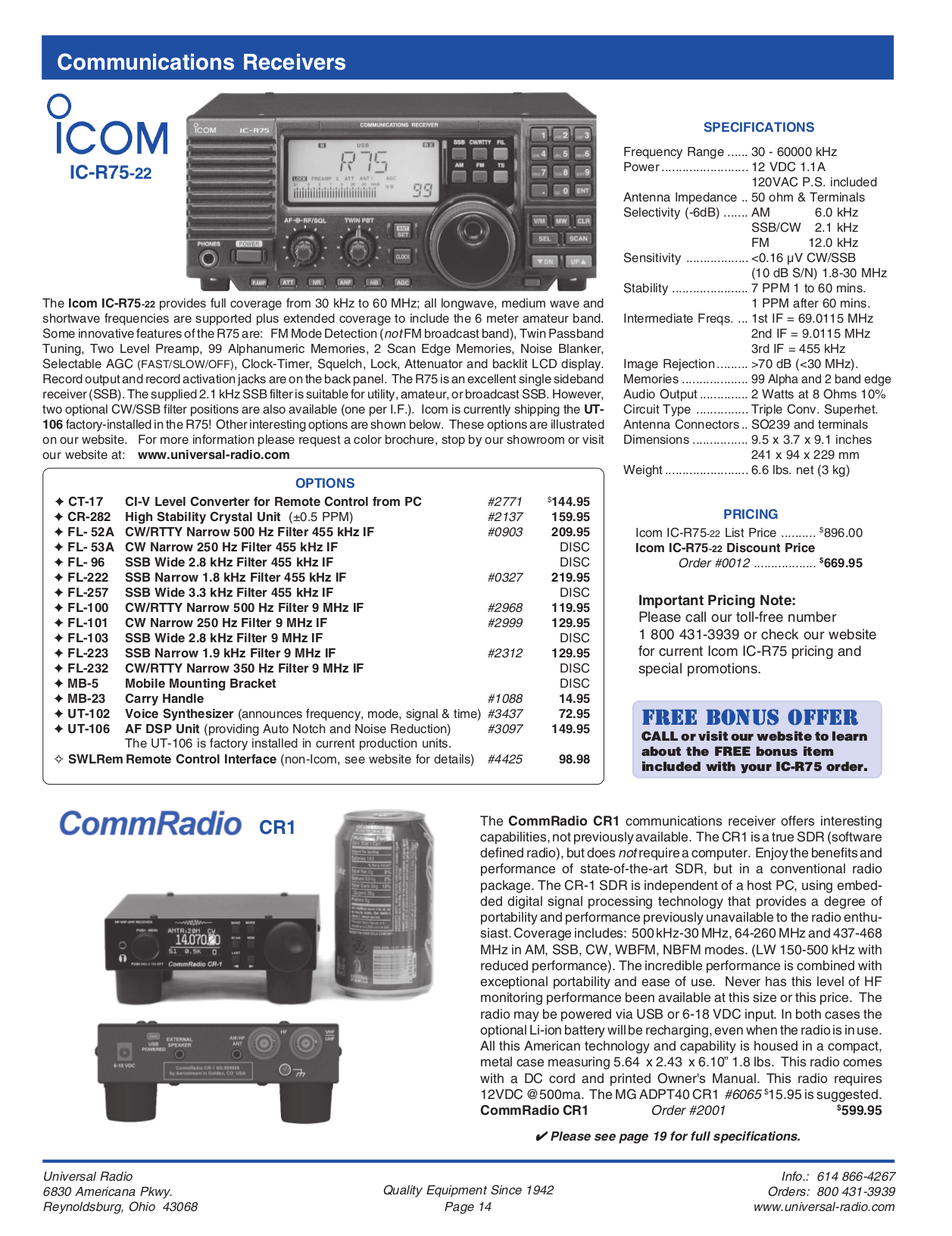 Download free pdf for ICOM IC-R75 Communication receiver Other manual