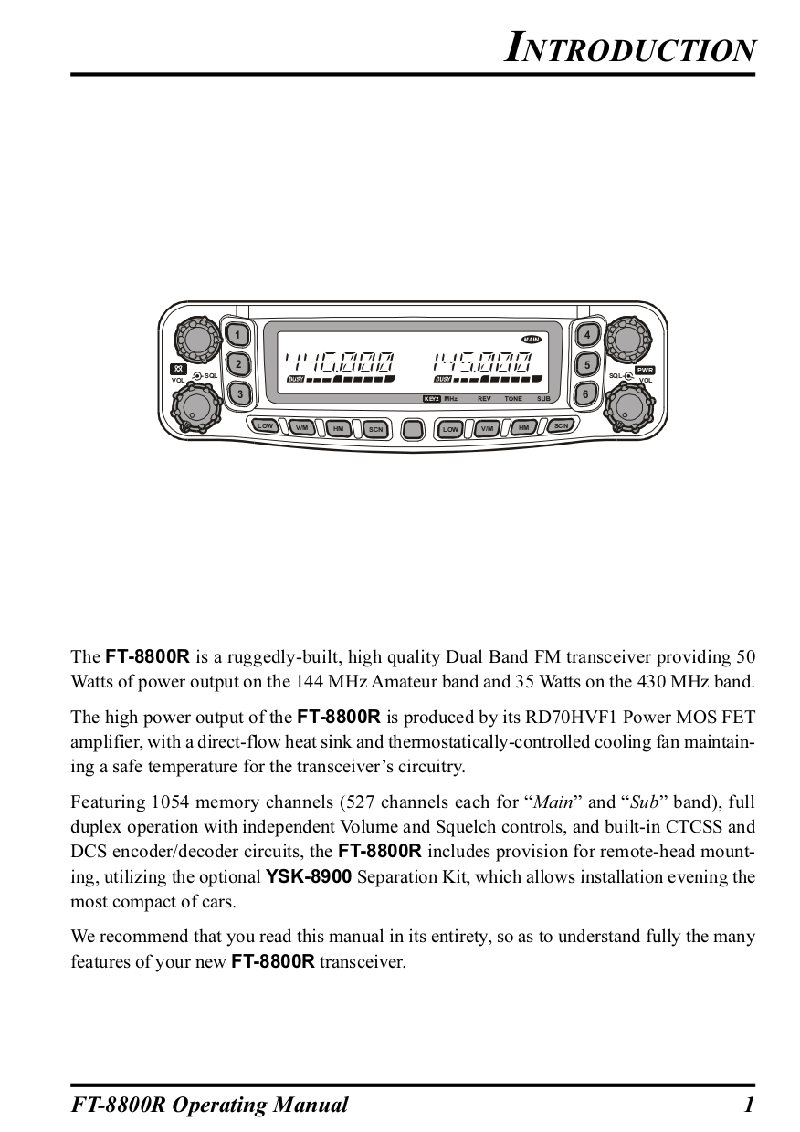 PDF manual for Yaesu Other FT-8800R Mobile Transceiver