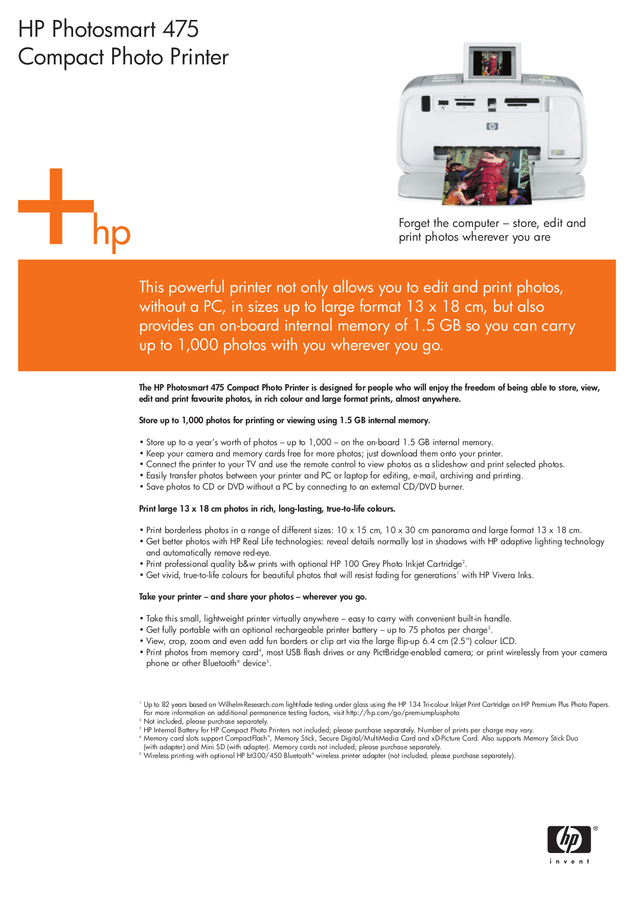 Download free pdf for HP Photosmart 475 Printer manual