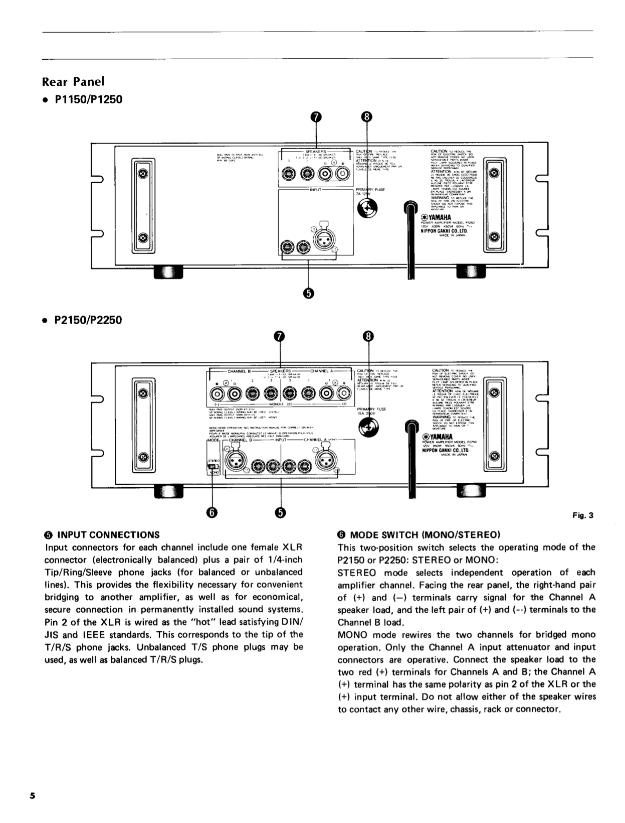 PDF manual for Yamaha Amp P1150