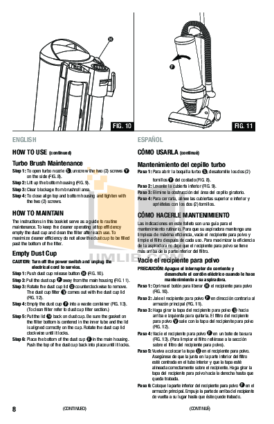 PDF manual for Eureka Vacuum Optima 431F