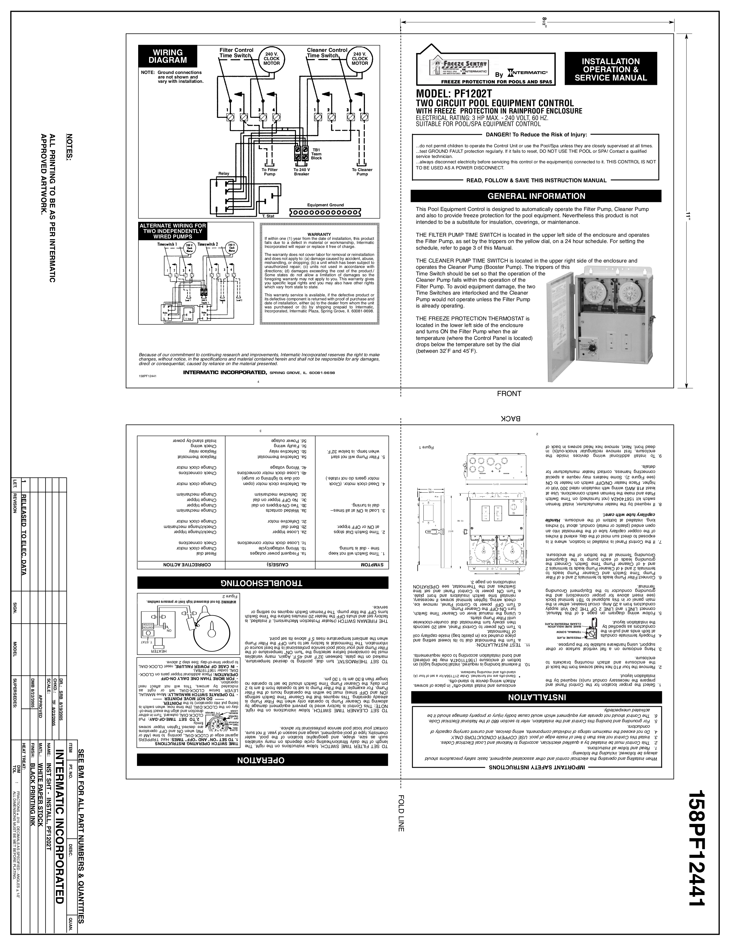 PDF manual for Intermatic Other PF1202T Pool Equipment Control