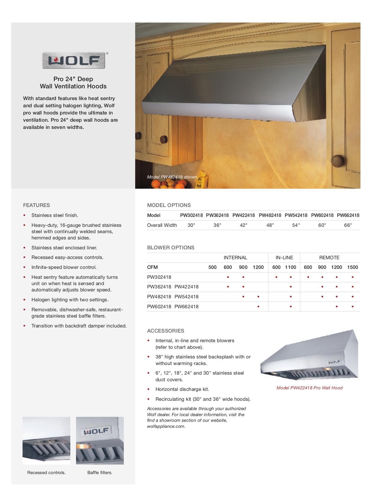 Download free pdf for Wolf PW482418 Hoods Other manual