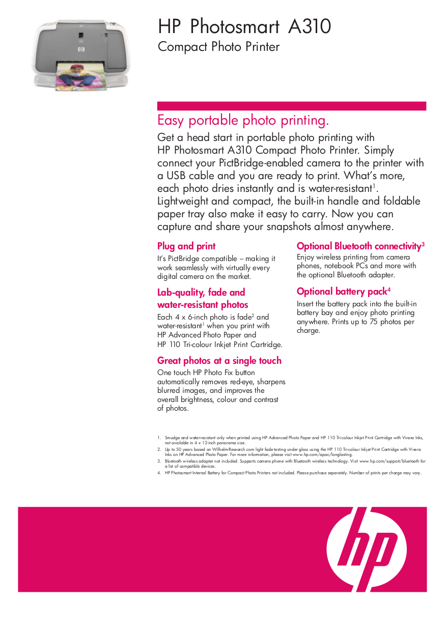 PDF manual for HP Printer Photosmart A310