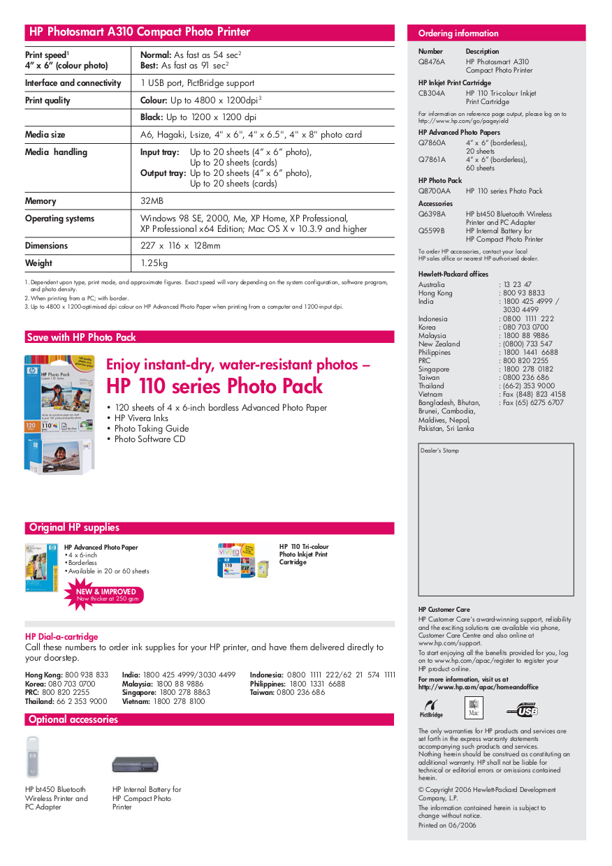 PDF manual for HP Printer Photosmart A310