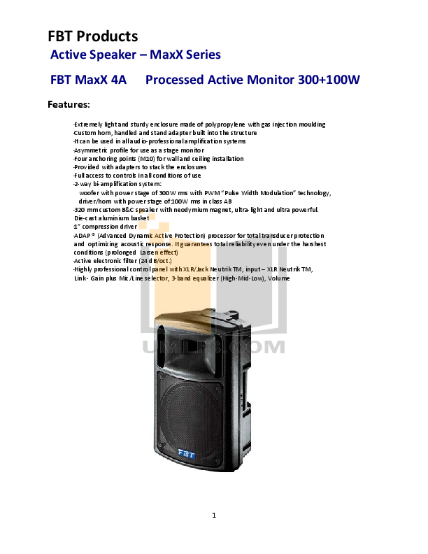 Download free pdf for Fbt Maxx 4A Speaker manual