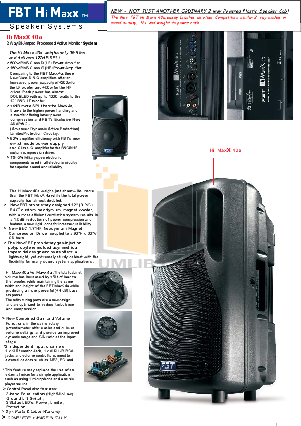 Download free pdf for Fbt Maxx 4A Speaker manual