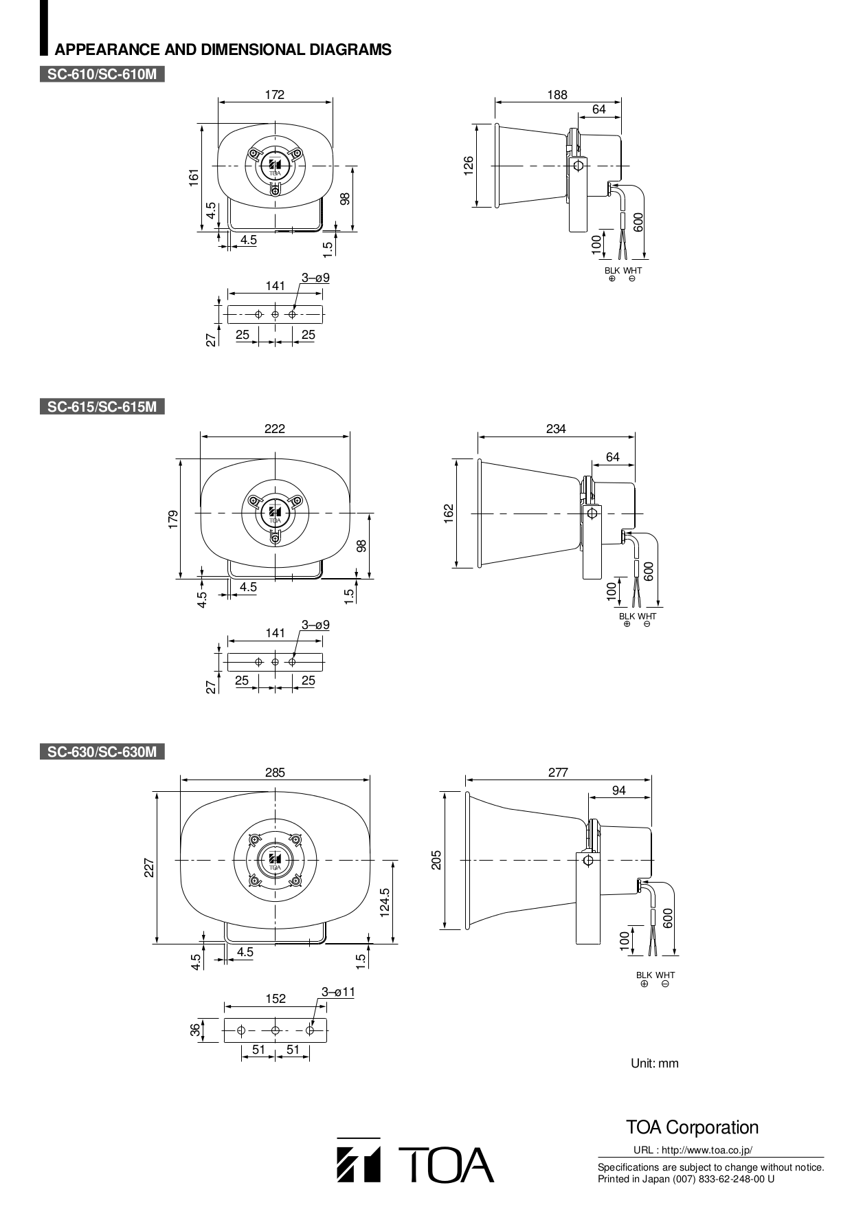 PDF manual for Toa Speaker SC-615T