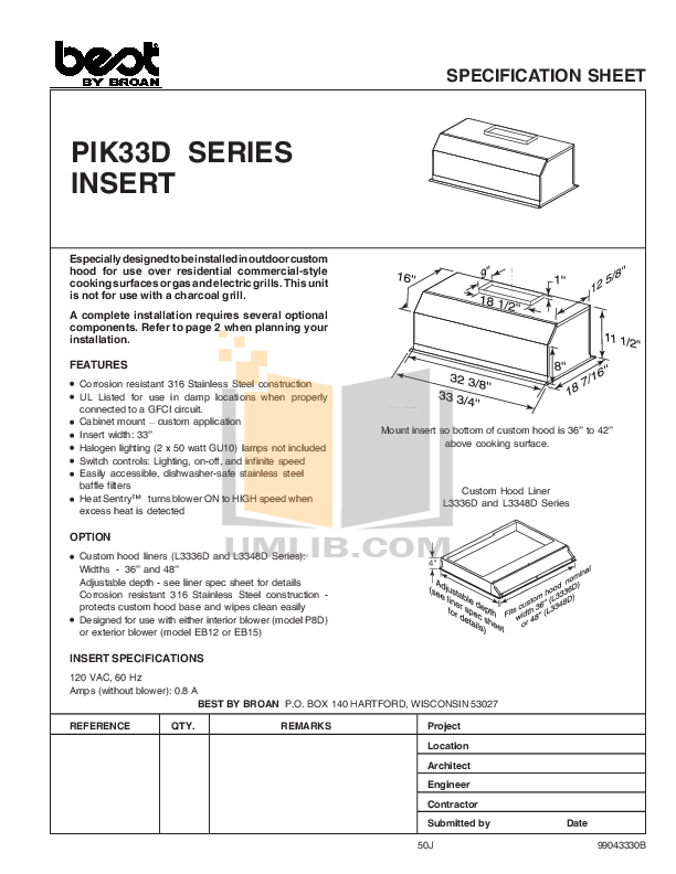 Download free pdf for Broan-NuTone EB12 Exterior Blowers Other manual