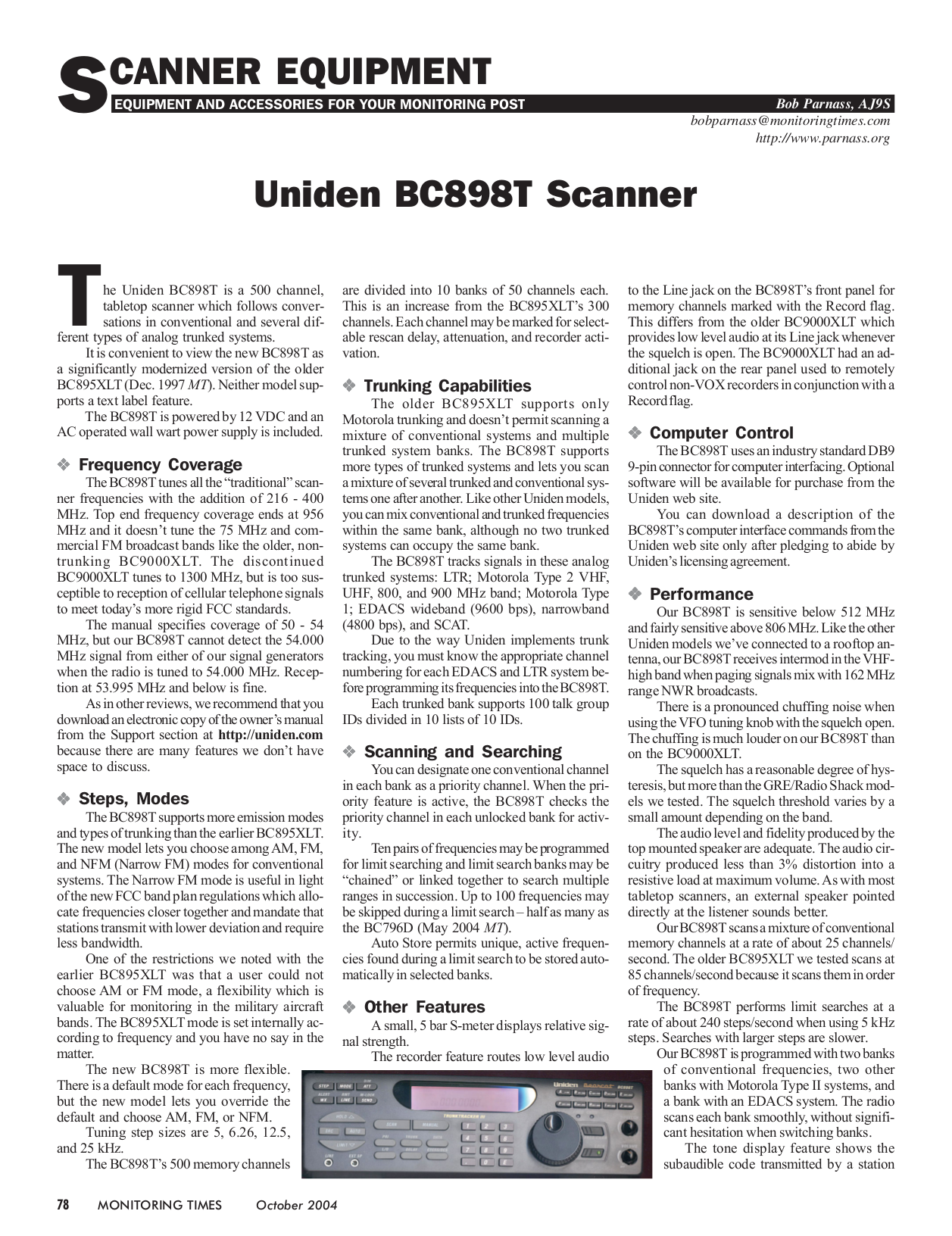 PDF manual for Uniden Scanner BC895XLT