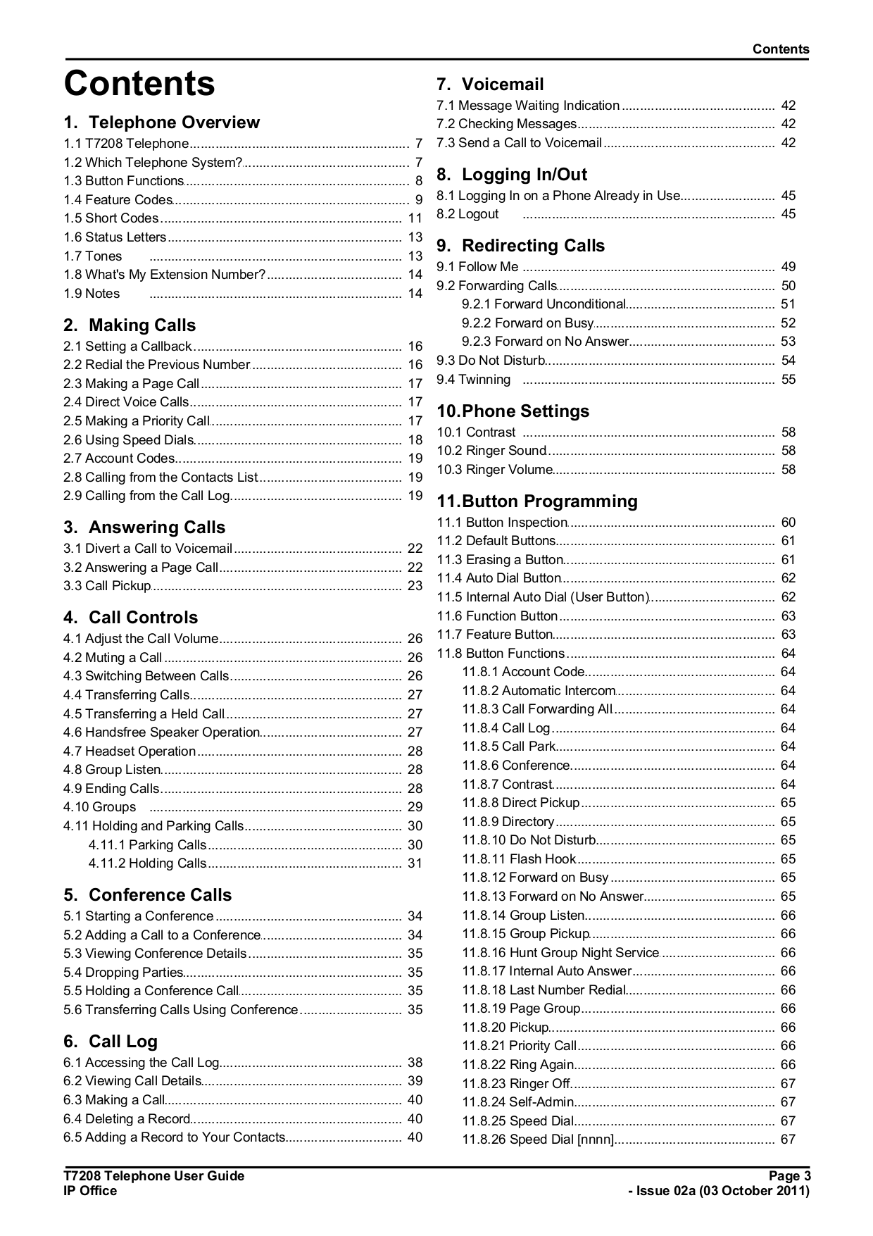 PDF manual for Nortel Telephone T7208
