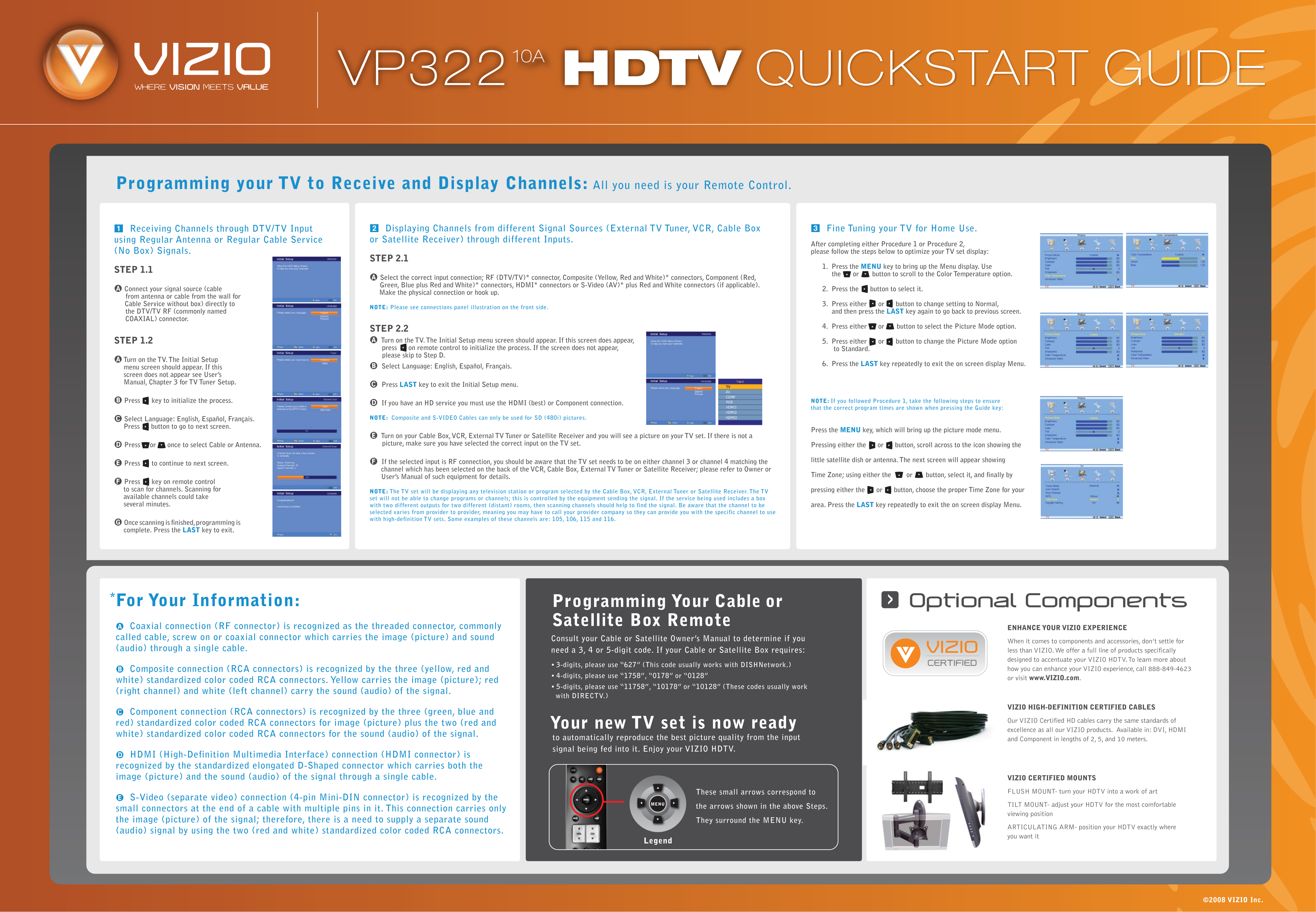 PDF manual for Vizio TV VP322