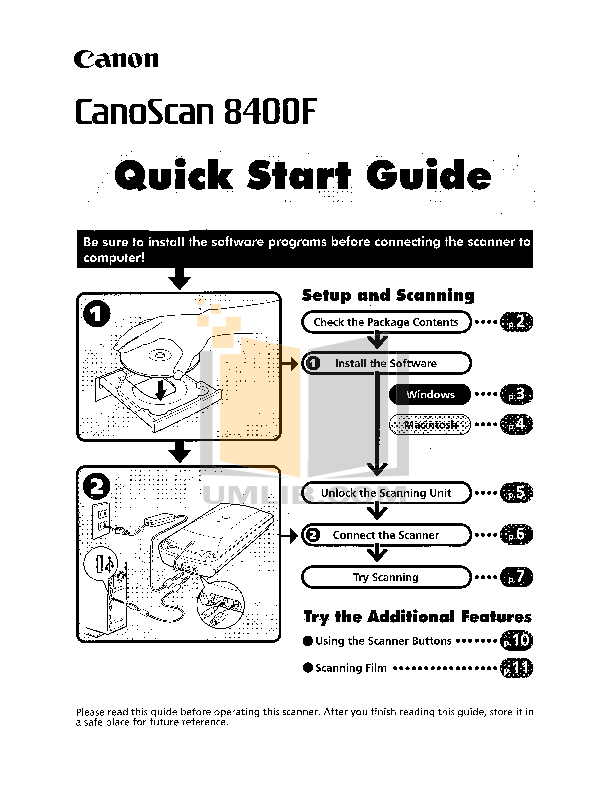 Download free pdf for Canon CanoScan 8400F Scanner manual
