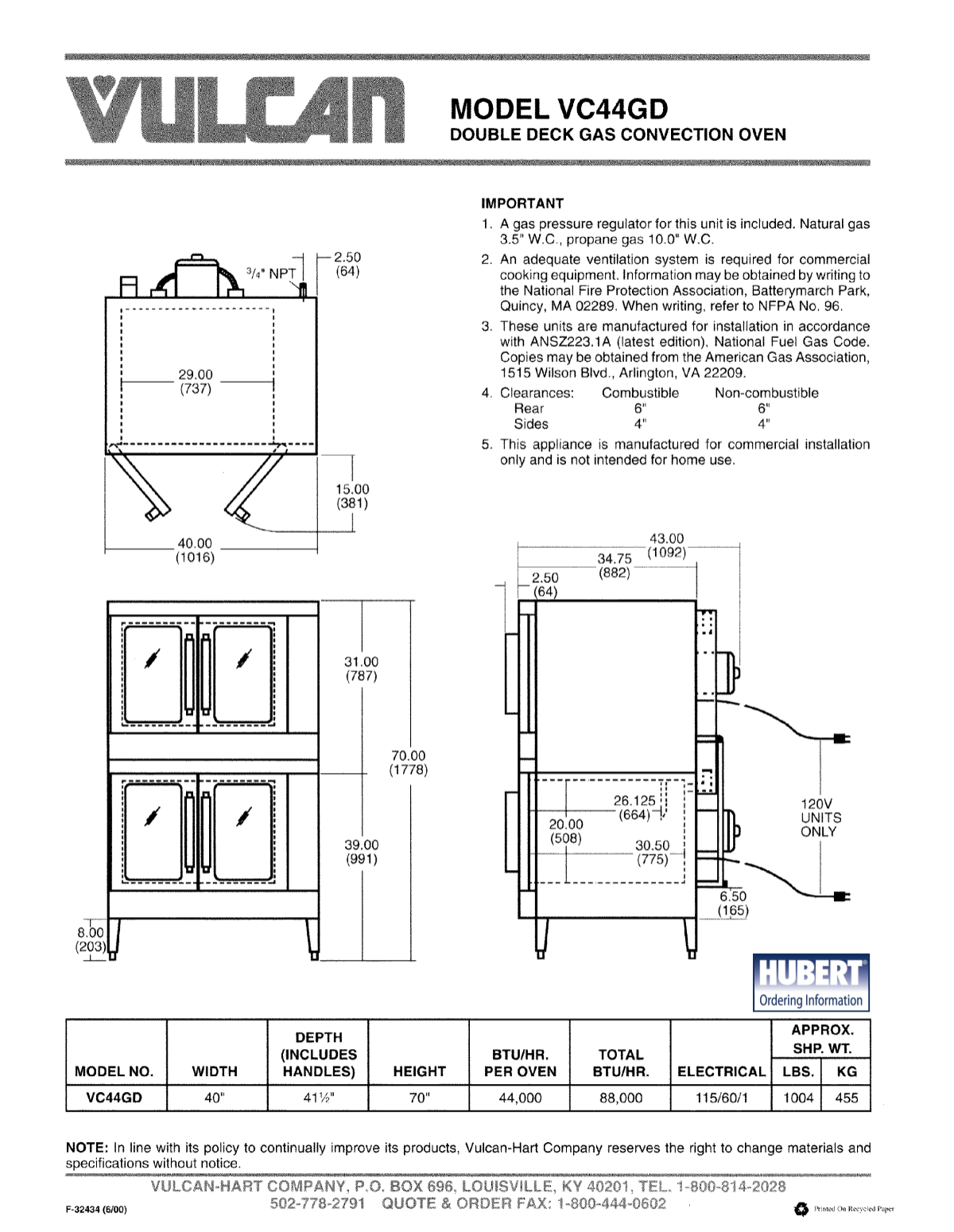PDF manual for Vulcan Oven VC44GD