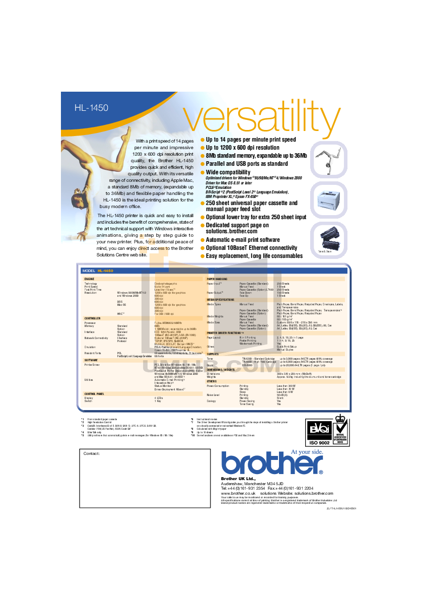 PDF manual for Brother Printer HL-1450