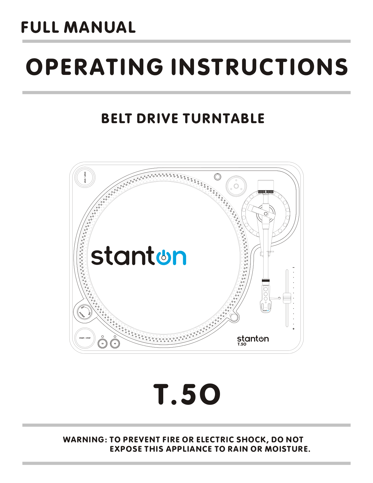 Download free pdf for Stanton T.50 Turntable manual