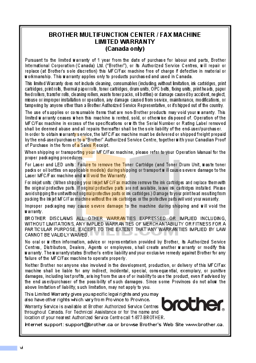 PDF manual for Brother Multifunction Printer MFC-210C