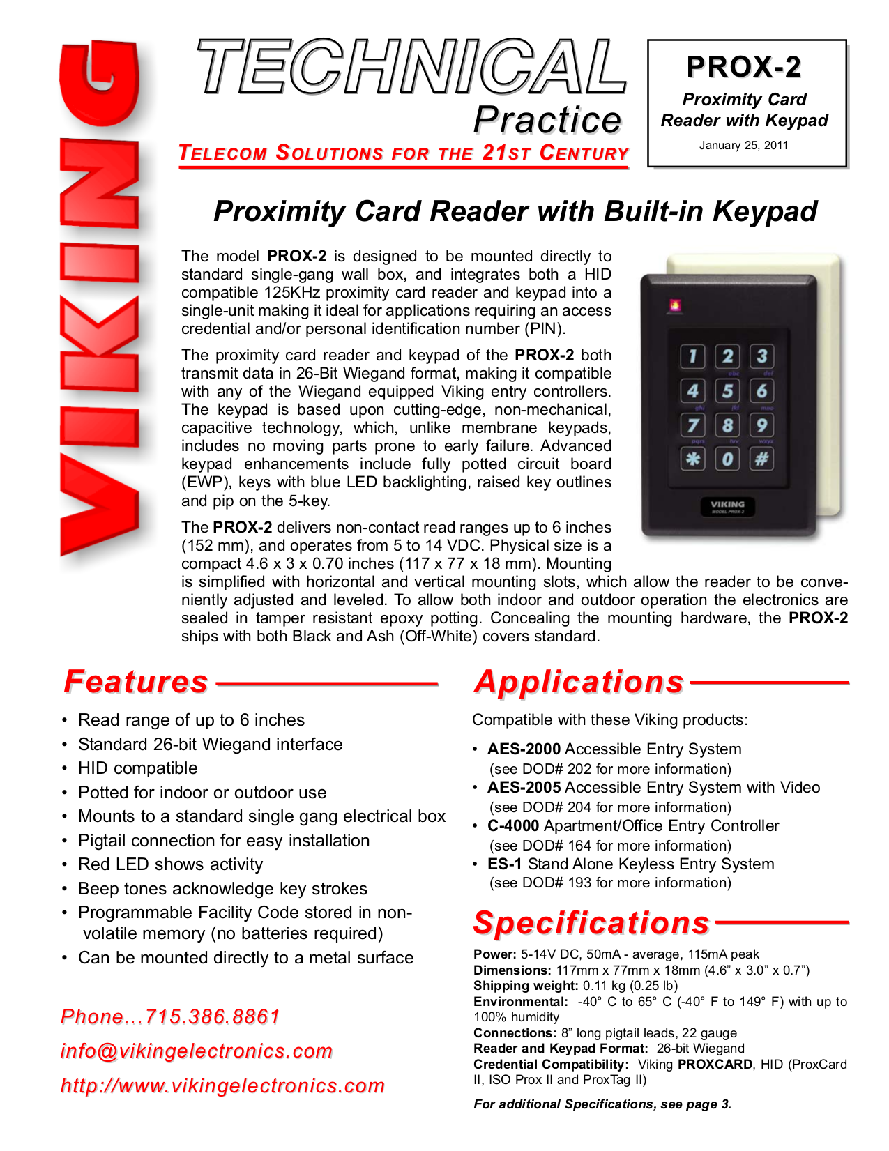 Download free pdf for Viking AES-2000F Entry Systems Other manual