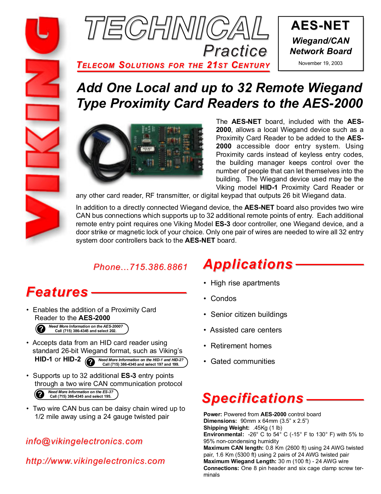Download free pdf for Viking AES-2000F Entry Systems Other manual