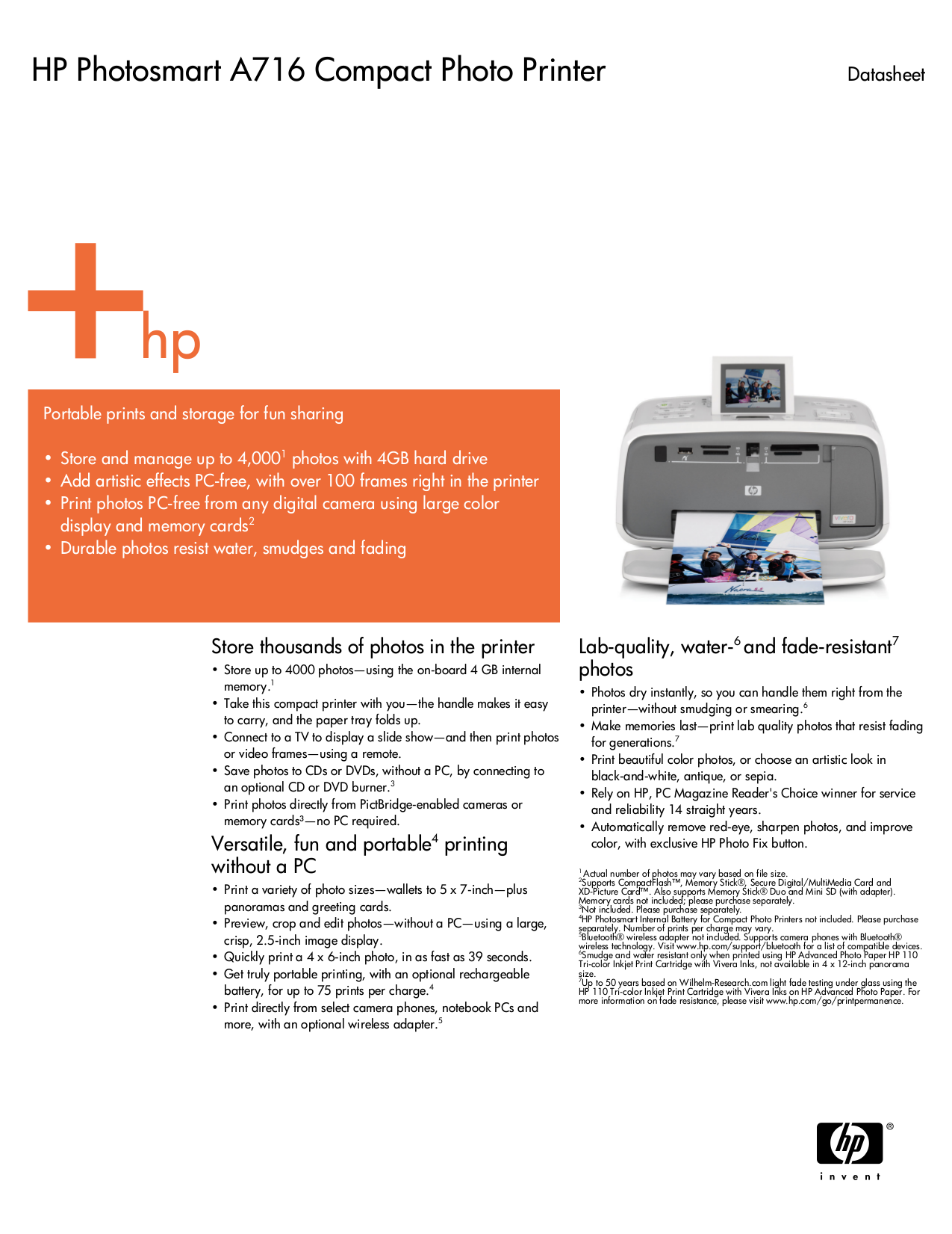 Download free pdf for HP Photosmart A716 Printer manual